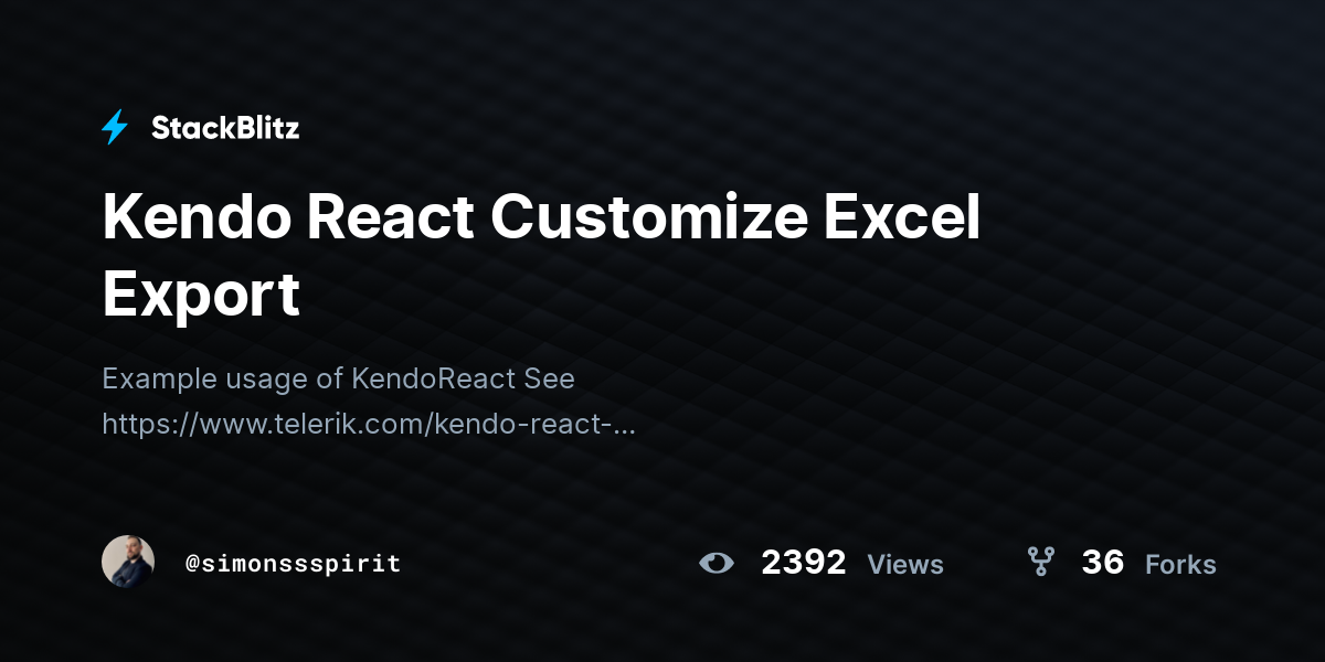 Kendo React Customize Excel Export - StackBlitz Kendo React Customize Excel Export - StackBlitz