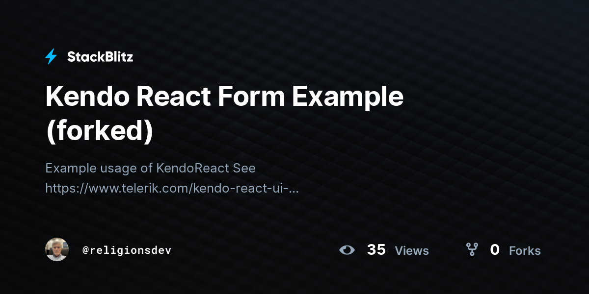 Kendo React Form Example (forked) - StackBlitz