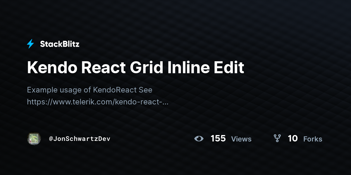 Kendo React Grid Inline Edit - StackBlitz