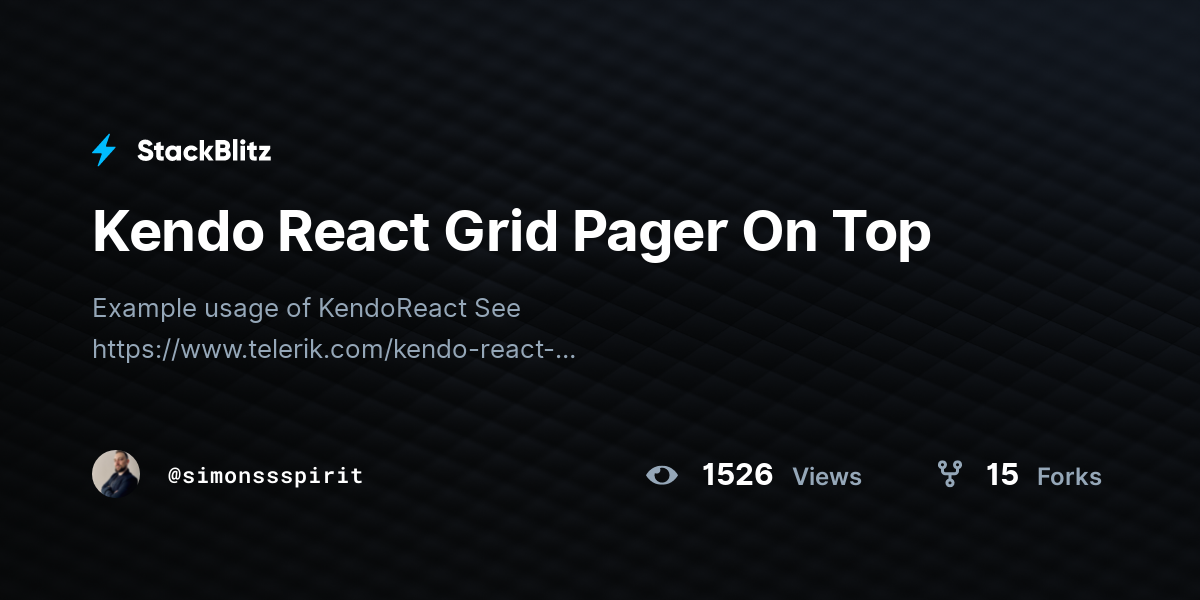 Kendo React Grid Pager On Top StackBlitz