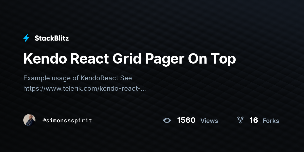 Kendo React Grid Pager On Top - StackBlitz