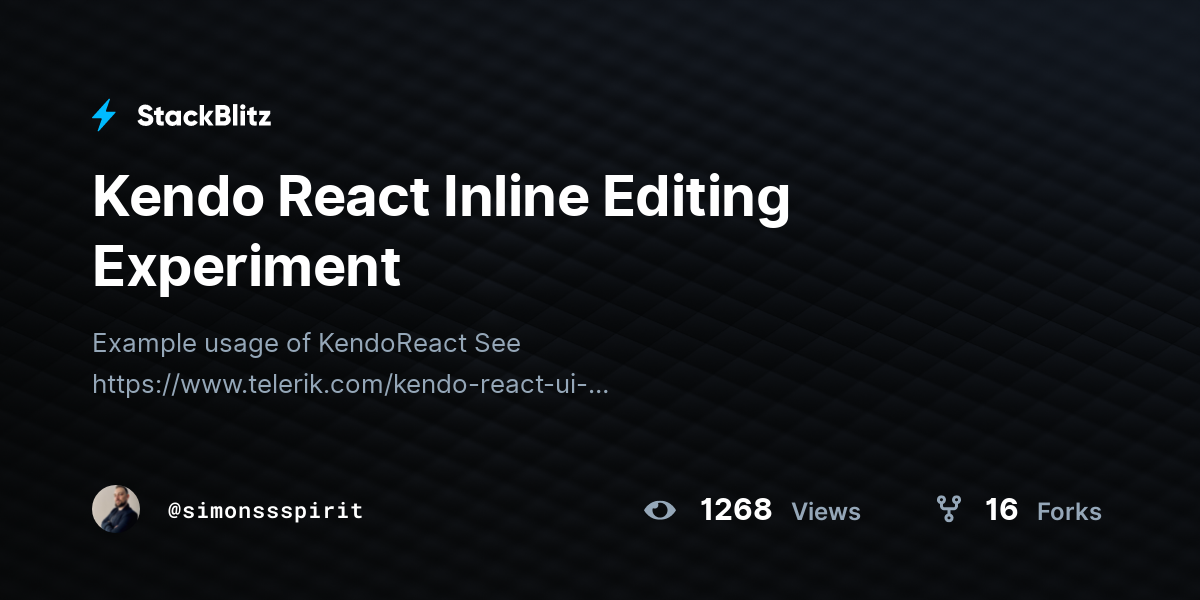 Kendo React Inline Editing Experiment - StackBlitz