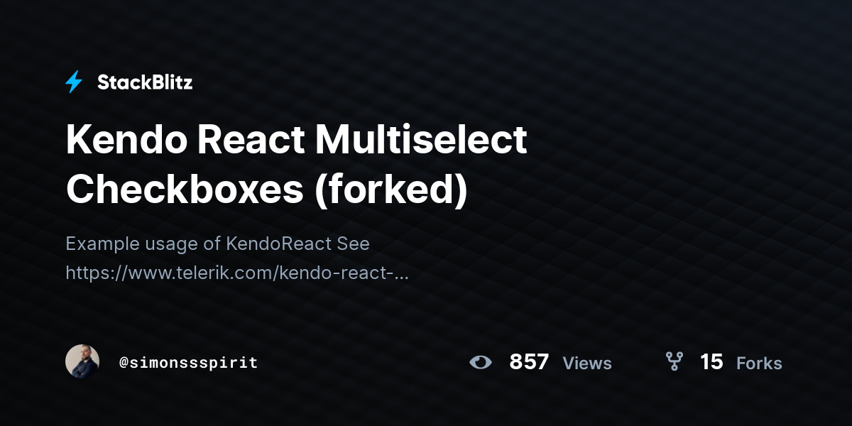 Kendo React Multiselect Checkboxes (forked) - StackBlitz