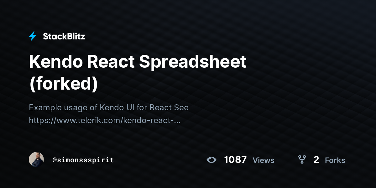 Kendo React Spreadsheet (forked) - StackBlitz