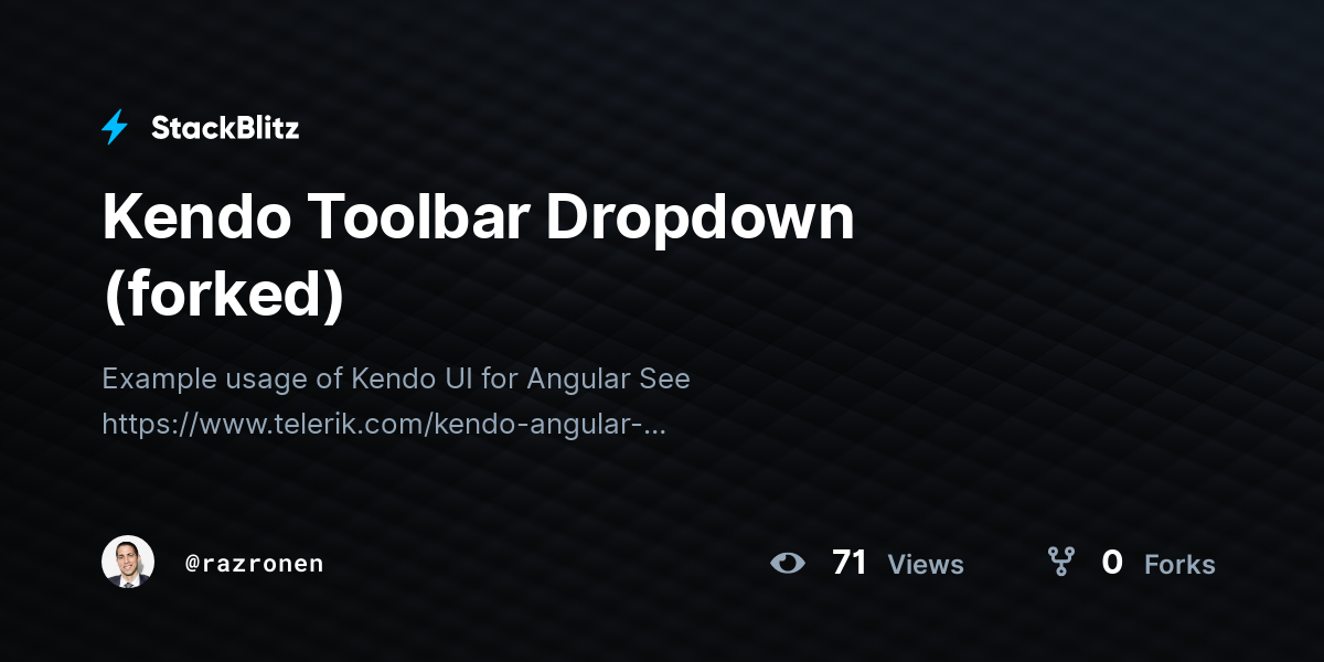 Kendo Toolbar Dropdown (forked) - StackBlitz