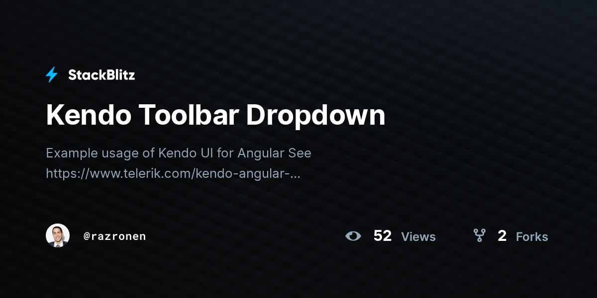 Kendo Toolbar Dropdown - StackBlitz Kendo Toolbar Dropdown - StackBlitz