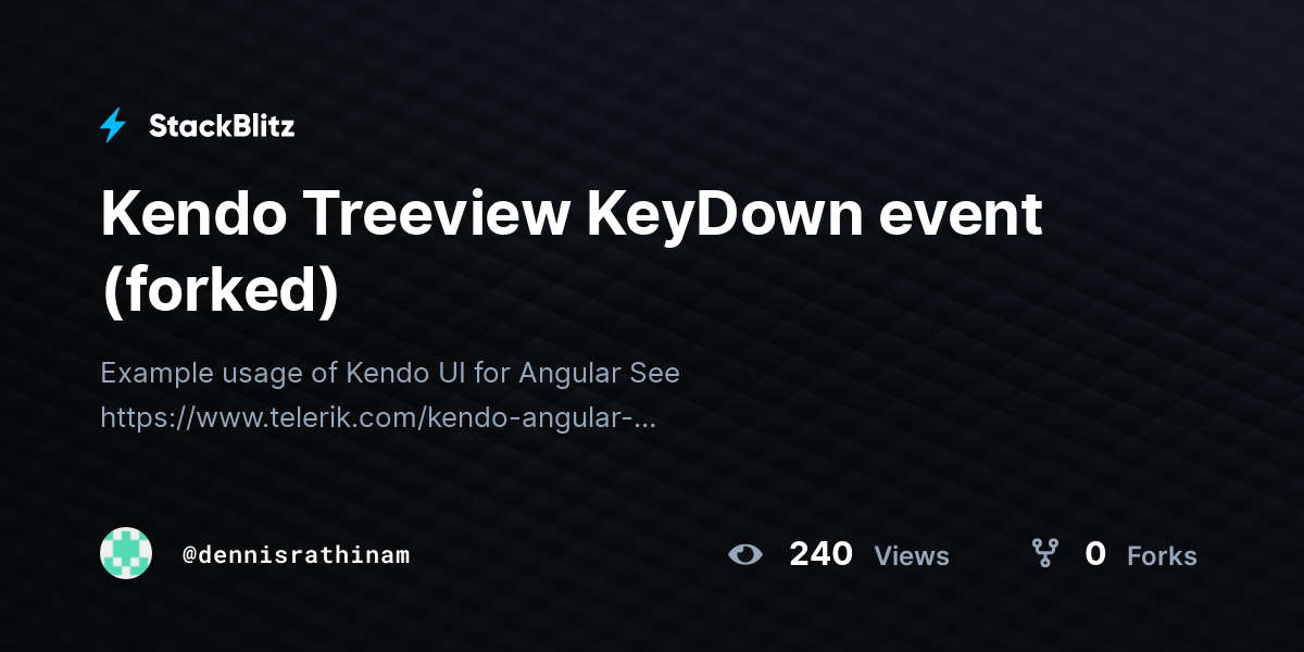 Kendo Treeview KeyDown event (forked) - StackBlitz