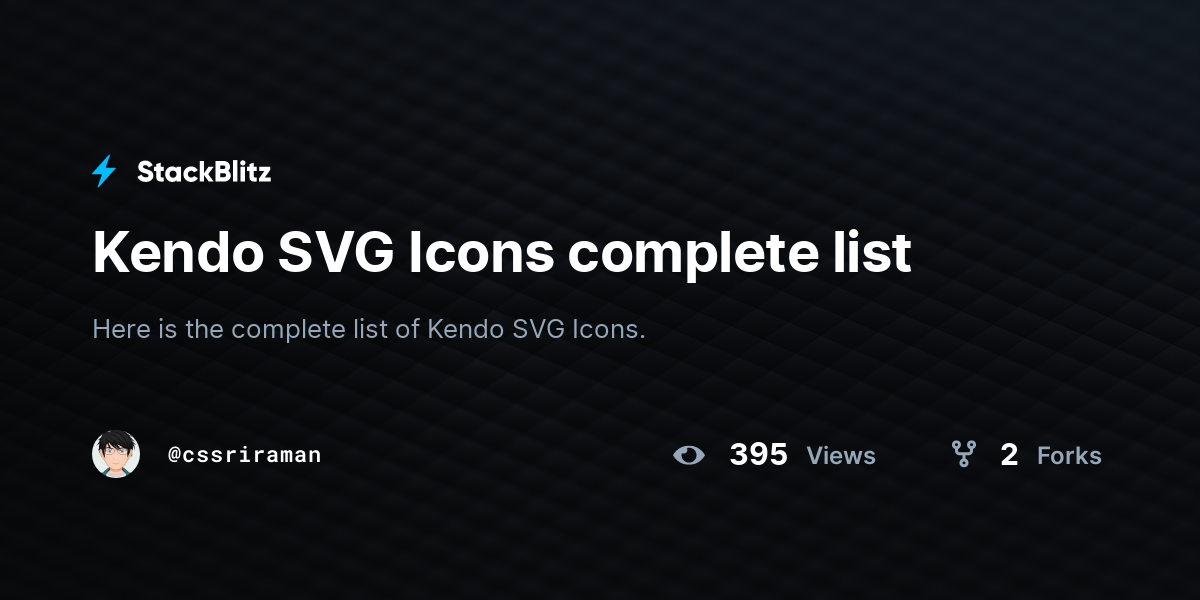 Kendo SVG Icons complete list - StackBlitz