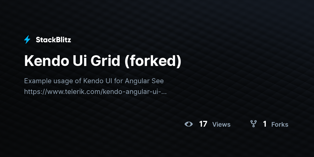Kendo Ui Grid (forked) - StackBlitz