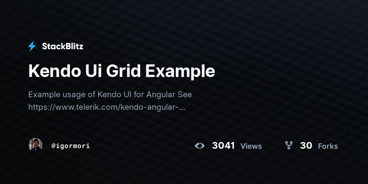 Kendo Ui Grid Example - StackBlitz