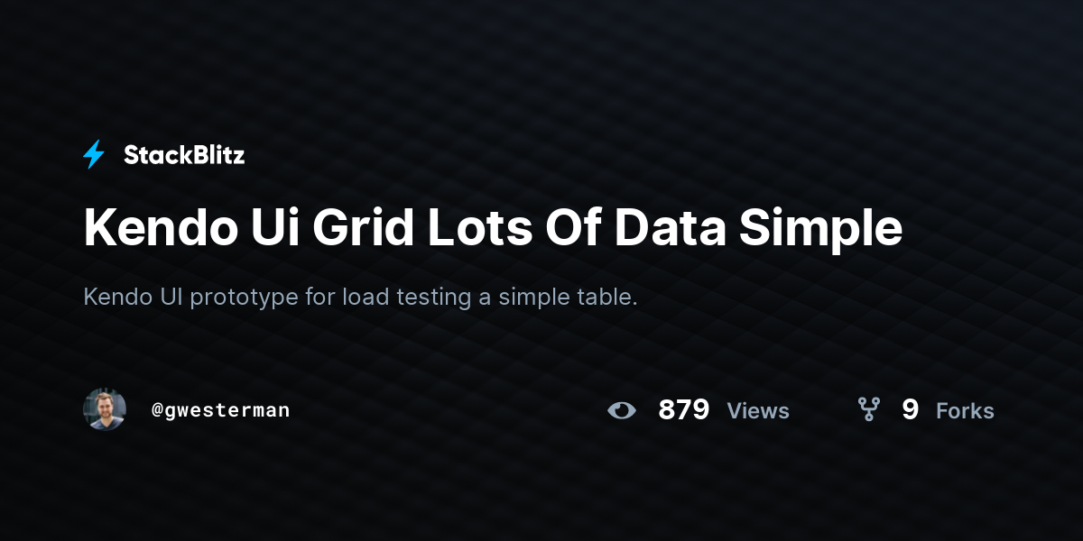 Kendo Ui Grid Lots Of Data Simple - StackBlitz
