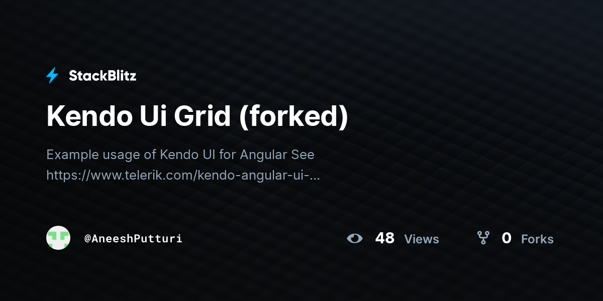 Kendo Ui Grid Forked Stackblitz