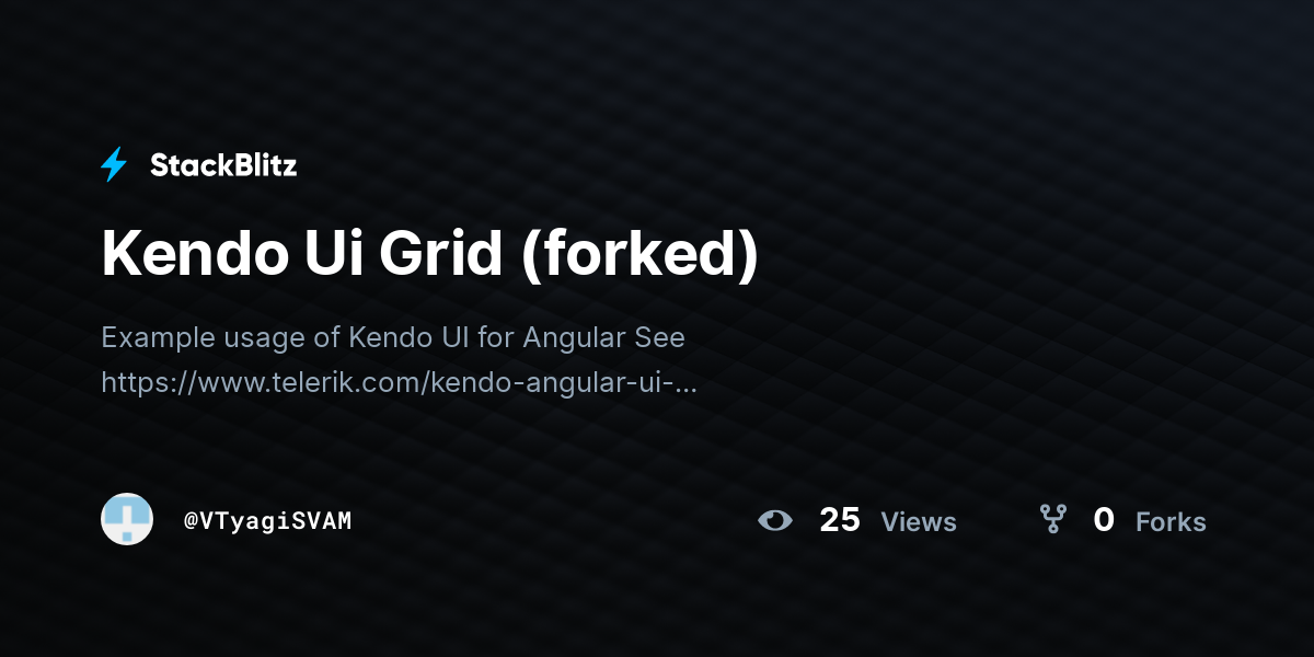 Kendo Ui Grid (forked) - StackBlitz