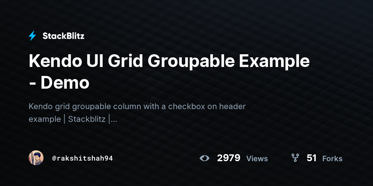Kendo UI Grid Groupable Example - Demo - StackBlitz