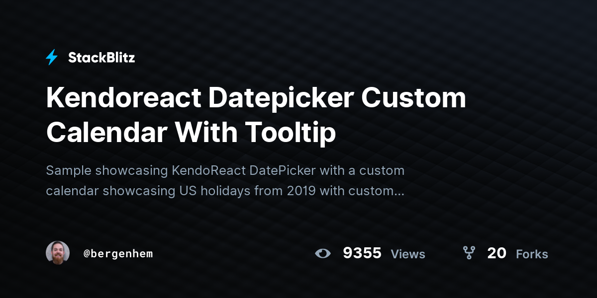 Kendoreact Datepicker Custom Calendar With Tooltip - StackBlitz