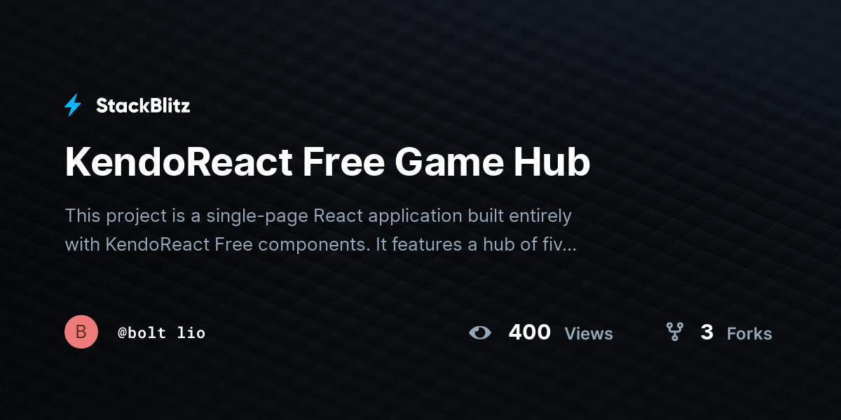 KendoReact Free Game Hub - StackBlitz