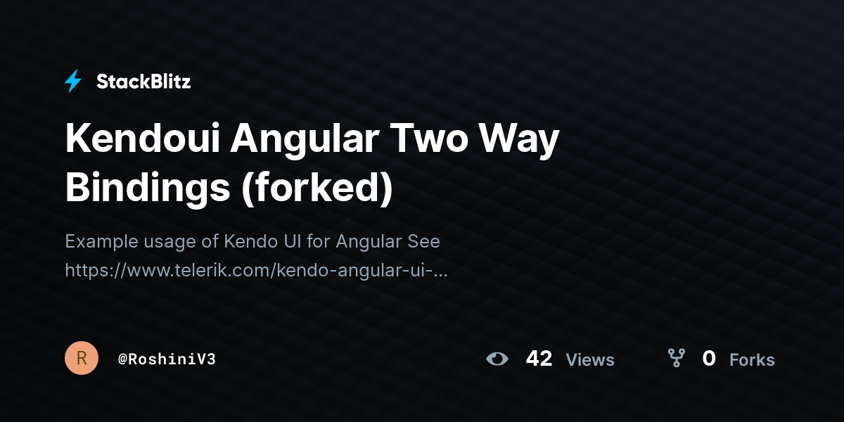 Kendoui Angular Two Way Bindings (forked) - StackBlitz Kendoui Angular Two Way Bindings (forked) - StackBlitz