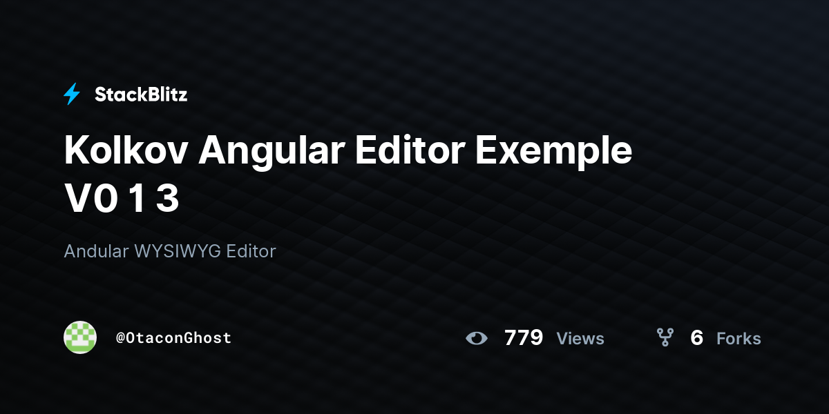 Kolkov Angular Editor Exemple V0 1 3 - StackBlitz