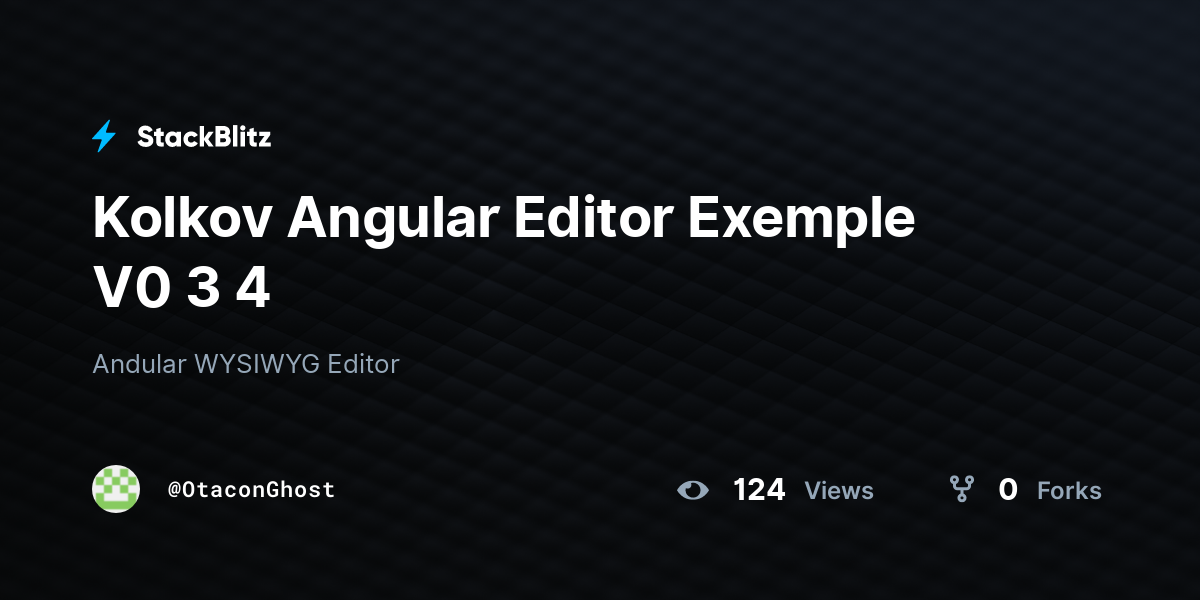 Kolkov Angular Editor Exemple V0 3 4 - StackBlitz Kolkov Angular Editor Exemple V0 3 4 - StackBlitz