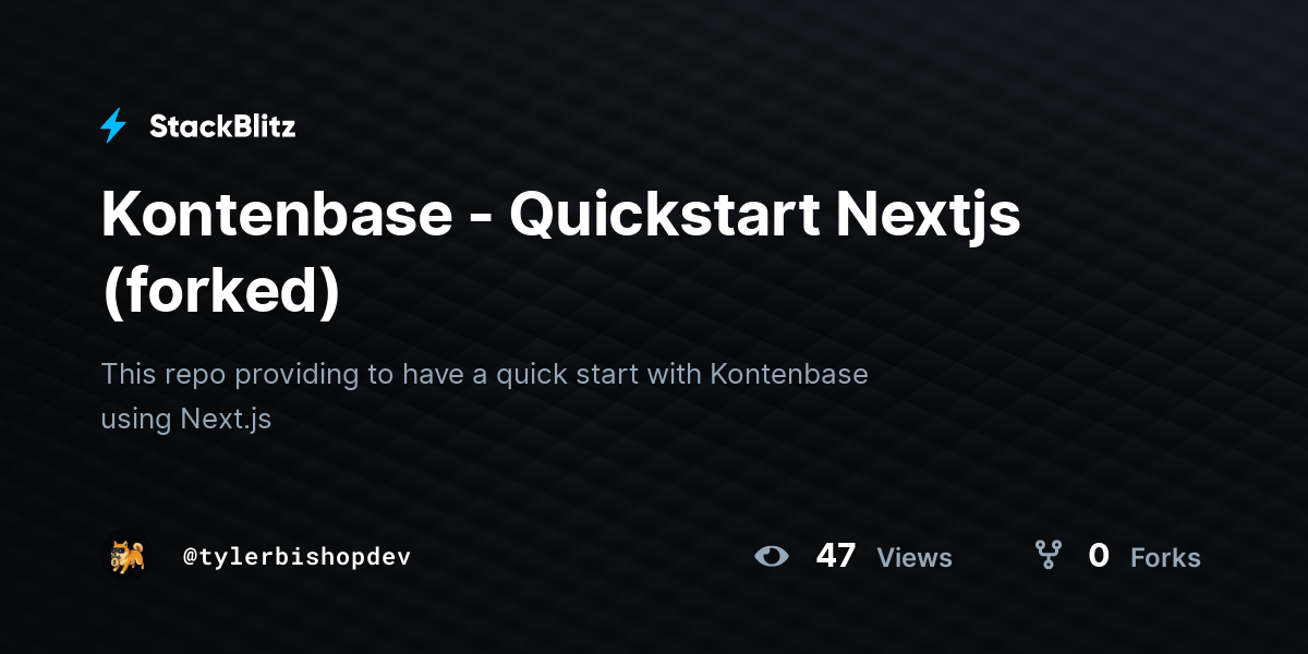 Kontenbase - Quickstart Nextjs (forked) - StackBlitz