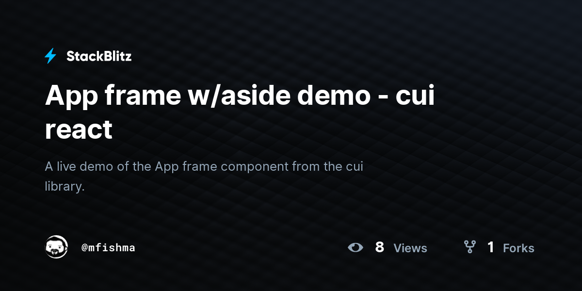 App frame w/aside demo - cui react - StackBlitz