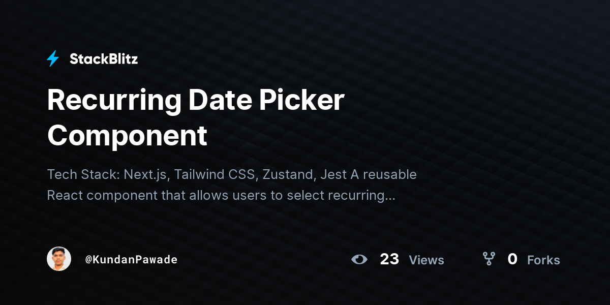 Recurring Date Picker Component - StackBlitz