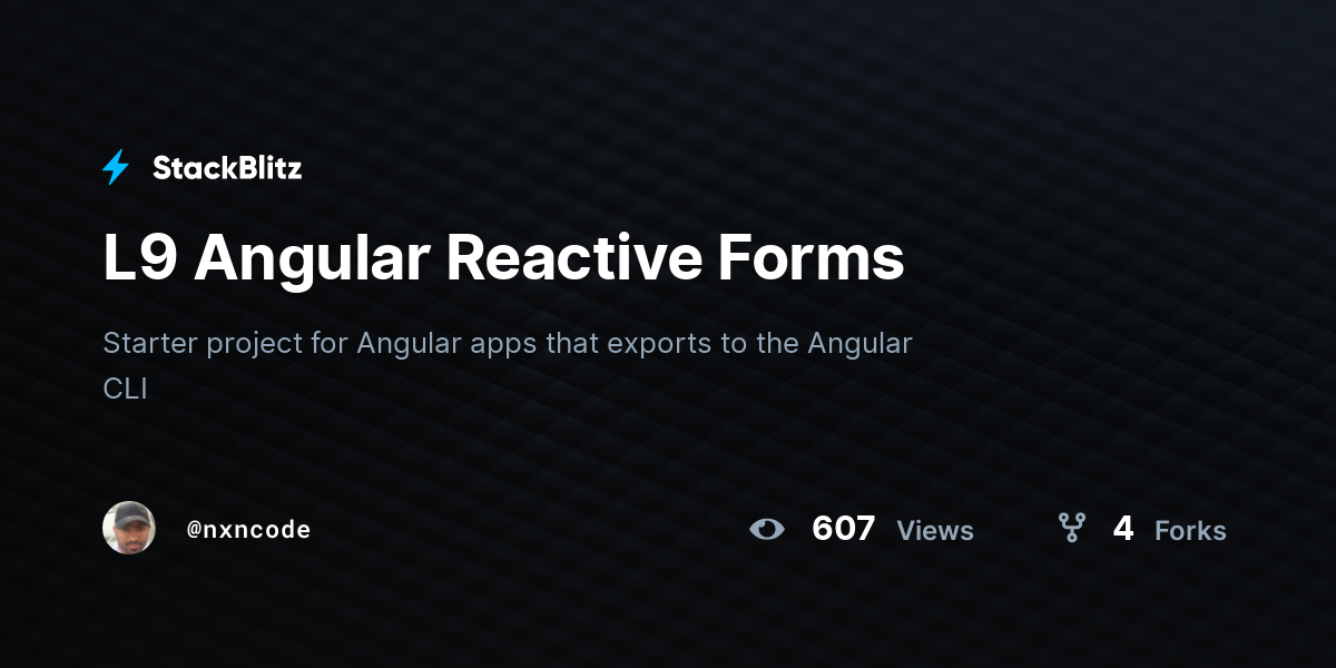 L9 Angular Reactive Forms - StackBlitz