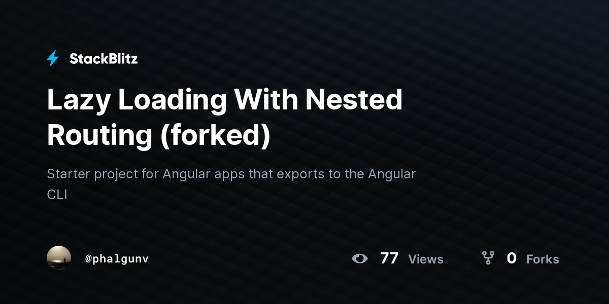 Lazy Loading With Nested Routing (forked) - StackBlitz