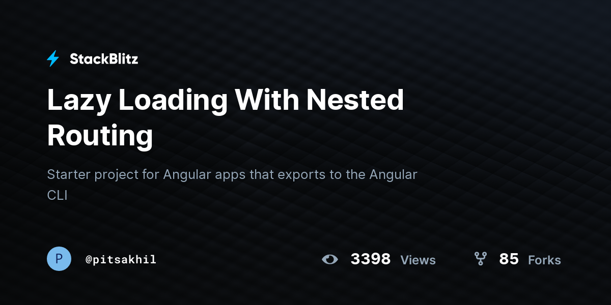 Lazy Loading With Nested Routing - StackBlitz