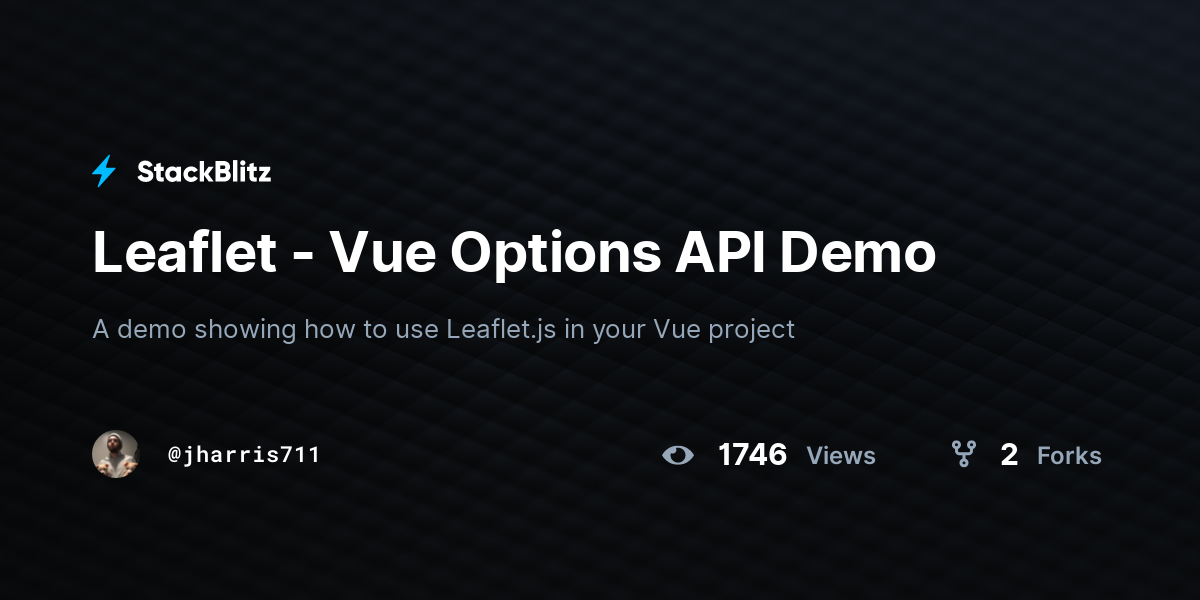 Leaflet - Vue Options API Demo - StackBlitz