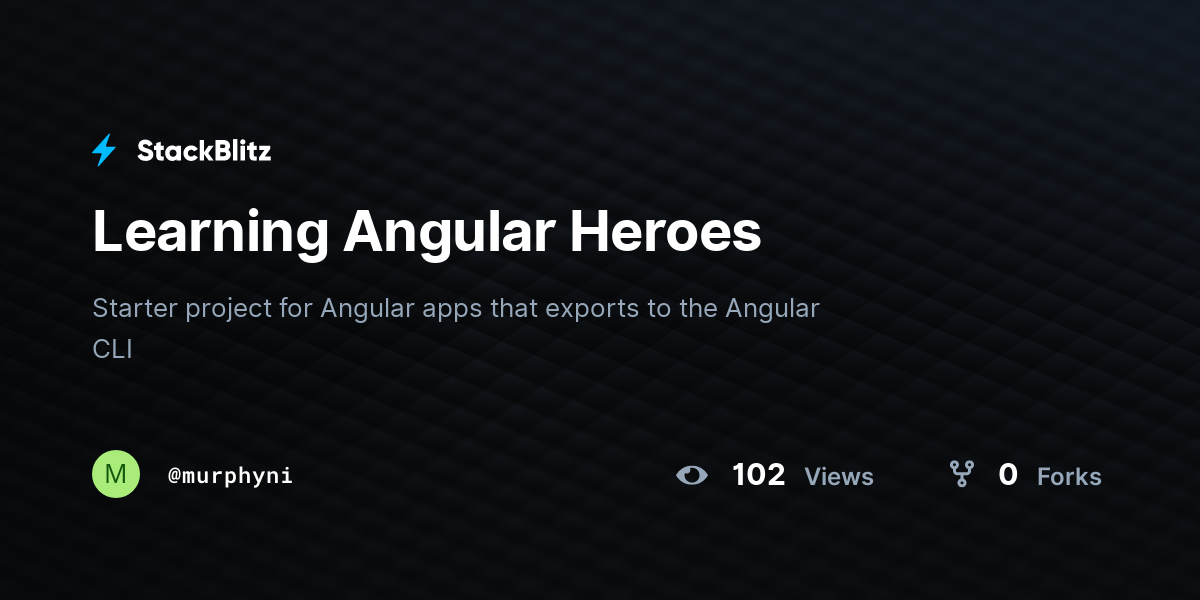 Learning Angular Heroes Stackblitz