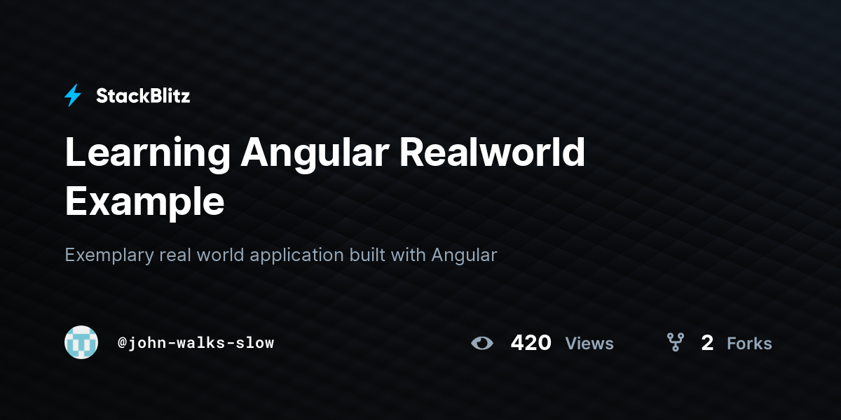 Learning Angular Realworld Example - StackBlitz