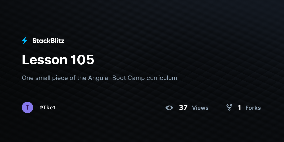 Lesson 105 - StackBlitz