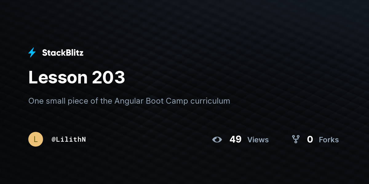 Lesson 203 Stackblitz