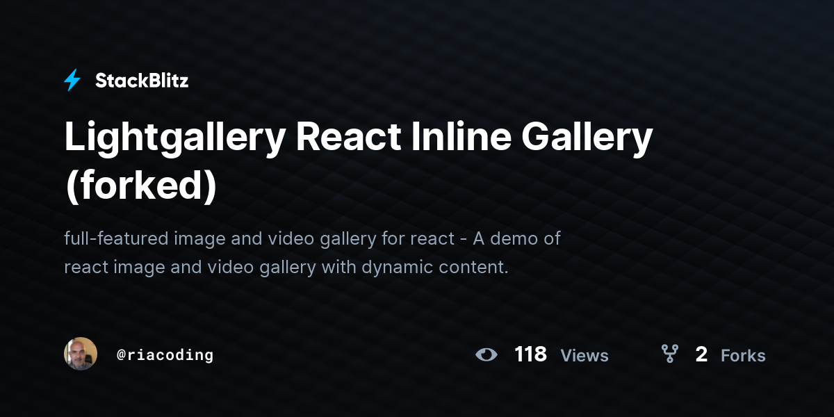 Lightgallery React Inline Gallery (forked) - StackBlitz Lightgallery React Inline Gallery (forked) - StackBlitz