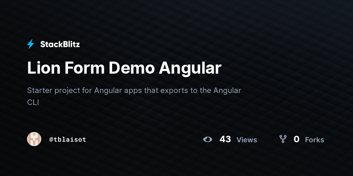 Lion Form Demo Angular - StackBlitz