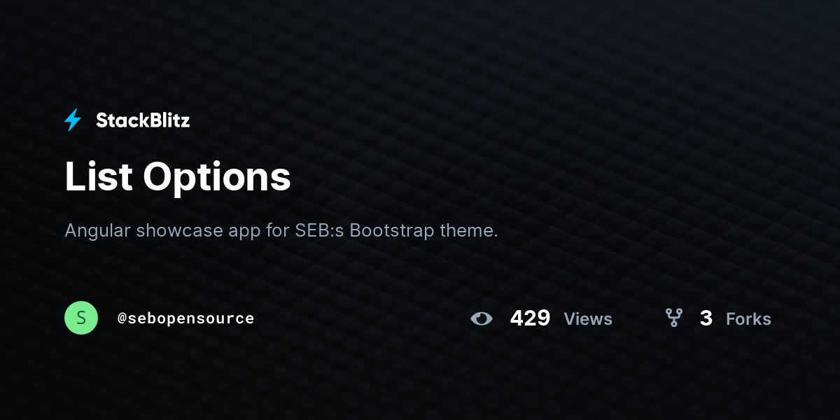 List Options Stackblitz