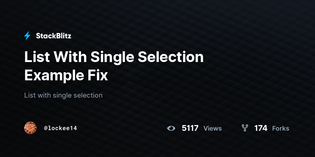 List With Single Selection Example Fix - StackBlitz
