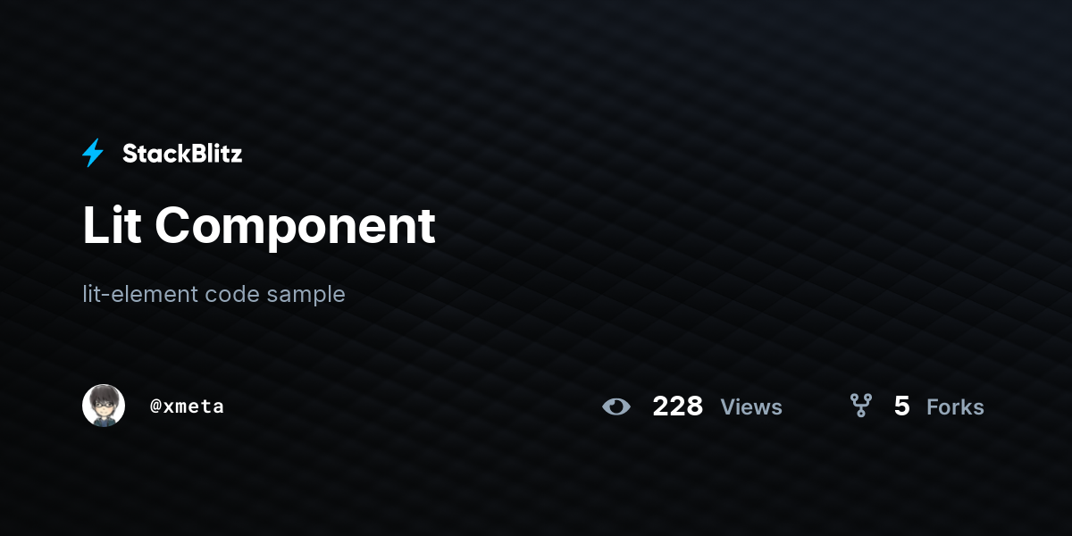 Lit Component - StackBlitz