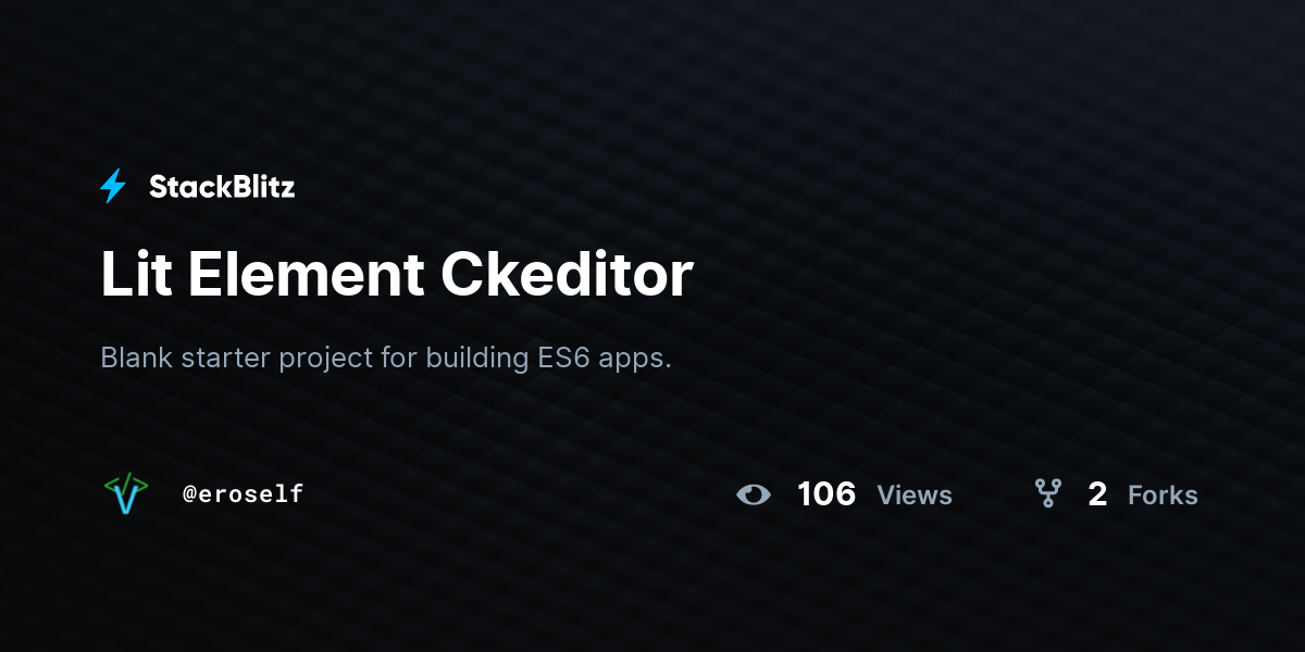 Lit Element Ckeditor - StackBlitz Lit Element Ckeditor - StackBlitz