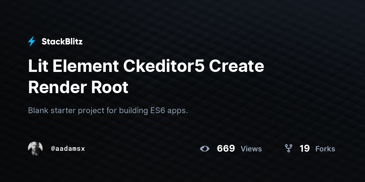 Lit Element Ckeditor5 Create Render Root - StackBlitz