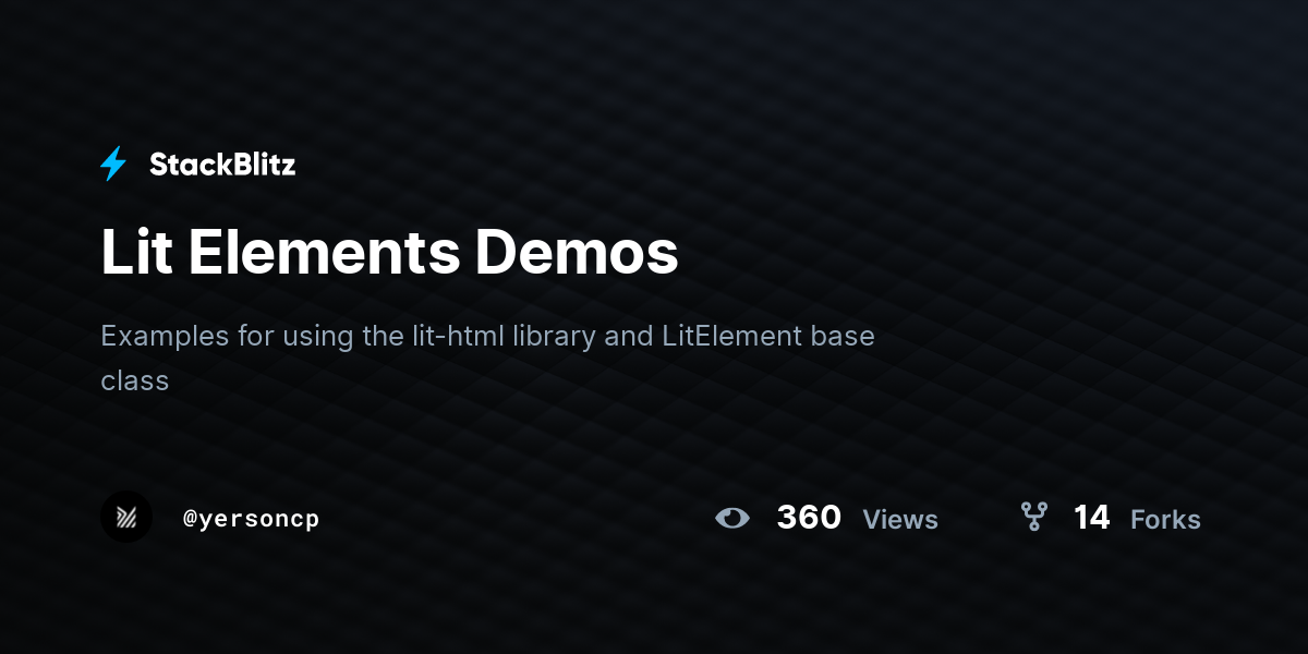 Lit Elements Demos - StackBlitz