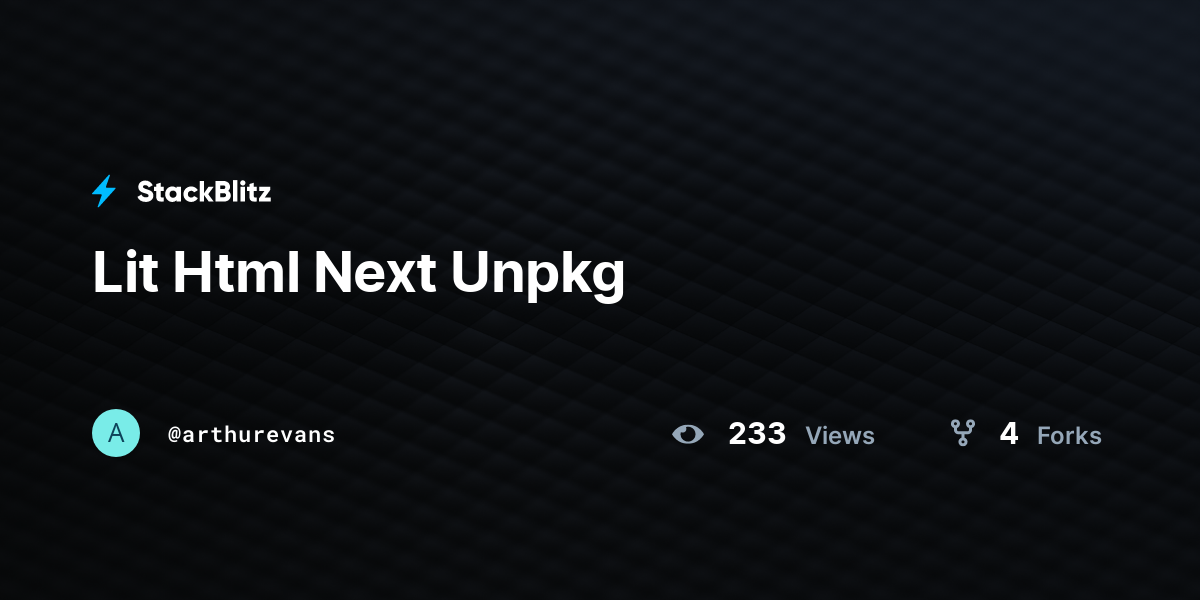 Lit Html Next Unpkg - StackBlitz