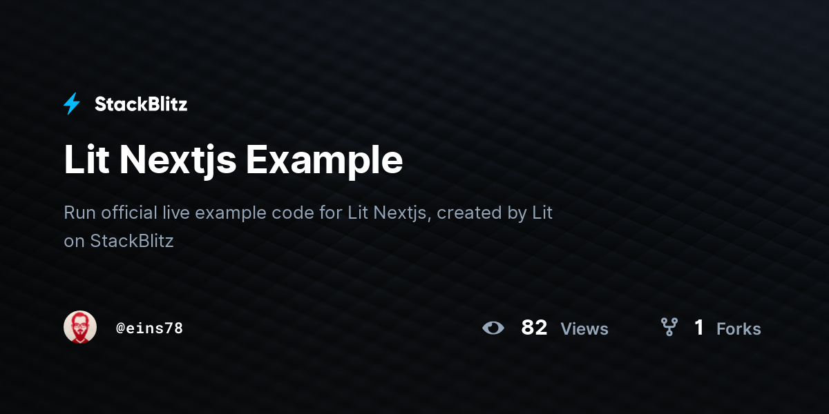 Lit Nextjs Example - StackBlitz