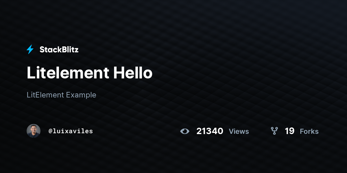 Litelement Hello - StackBlitz