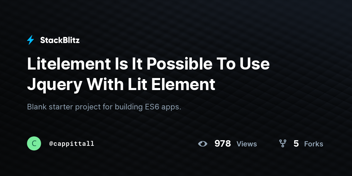 Litelement Is It Possible To Use Jquery With Lit Element - StackBlitz