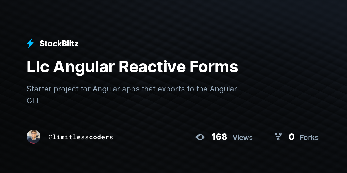 Llc Angular Reactive Forms - StackBlitz