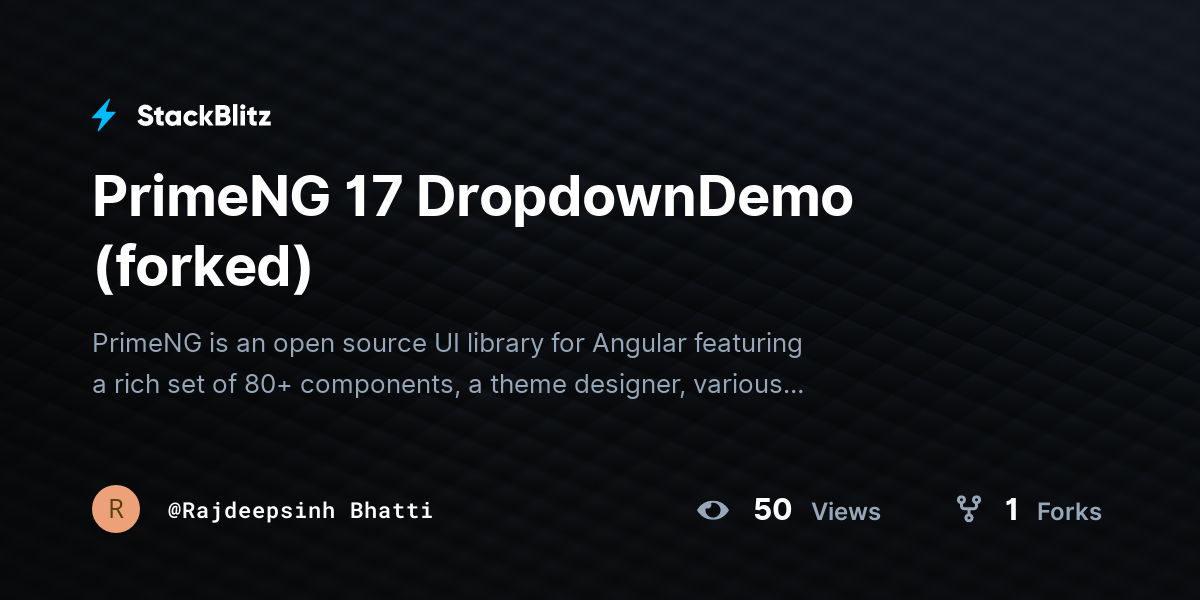 PrimeNG 17 DropdownDemo (forked) - StackBlitz