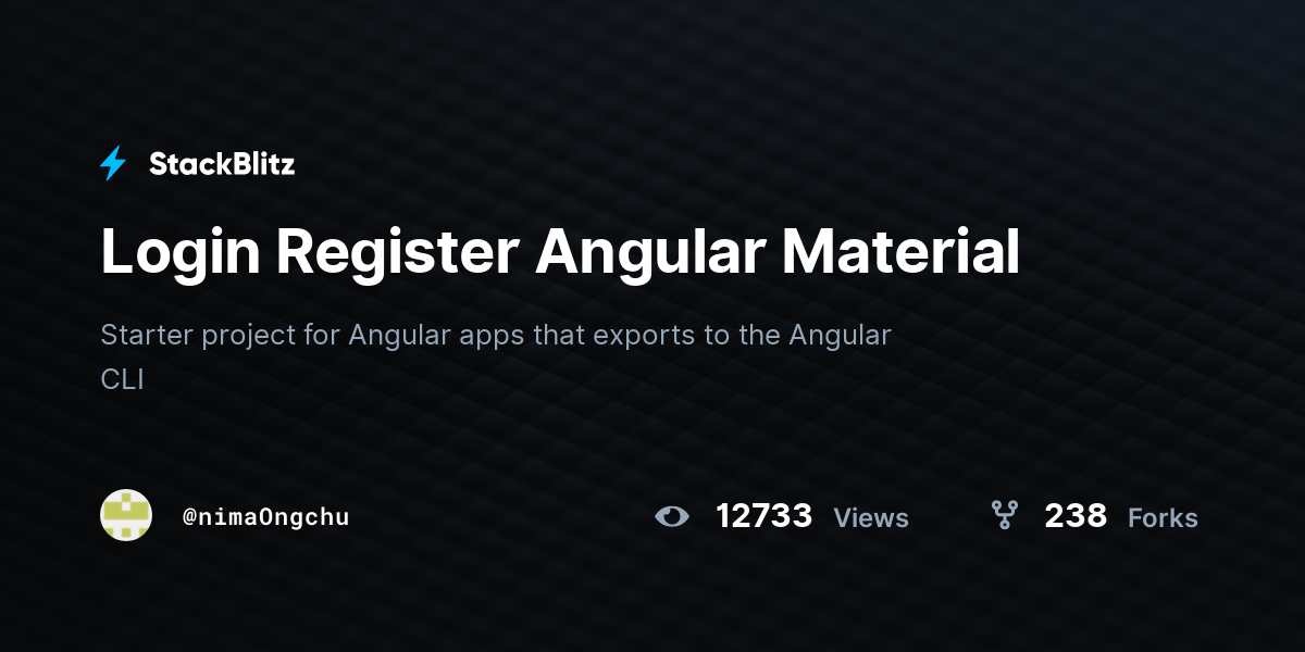 Login Register Angular Material - StackBlitz Login Register Angular Material - StackBlitz