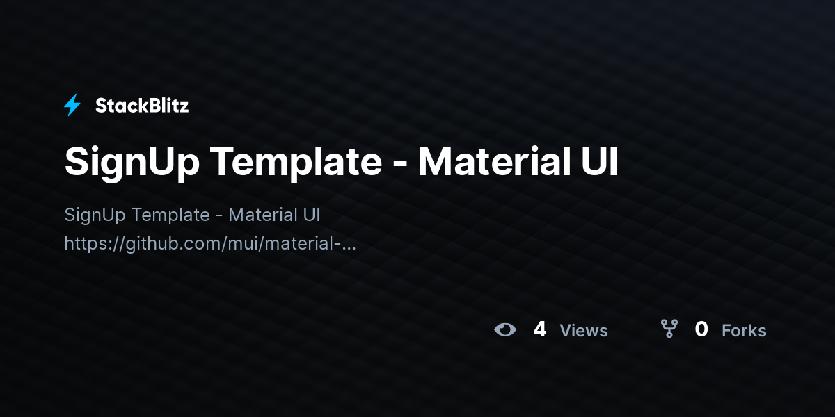 SignUp Template - Material UI - StackBlitz